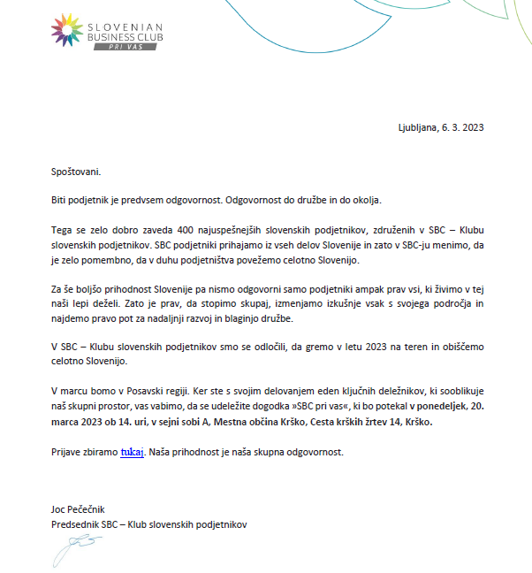 »SBC pri vas« - Klub slovenskih podjetnikov - krsko.si
